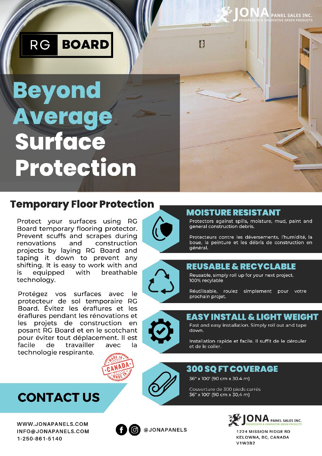 RG Board temporary surface protector - Jona Panel Sales Inc. - Jona ...